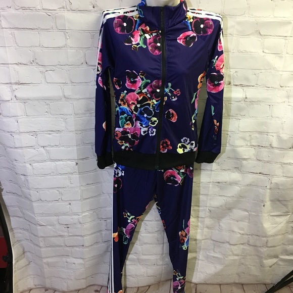 Jackets & Coats | Womens Floral 2 Piece Navy Tracksuit Size Small ...